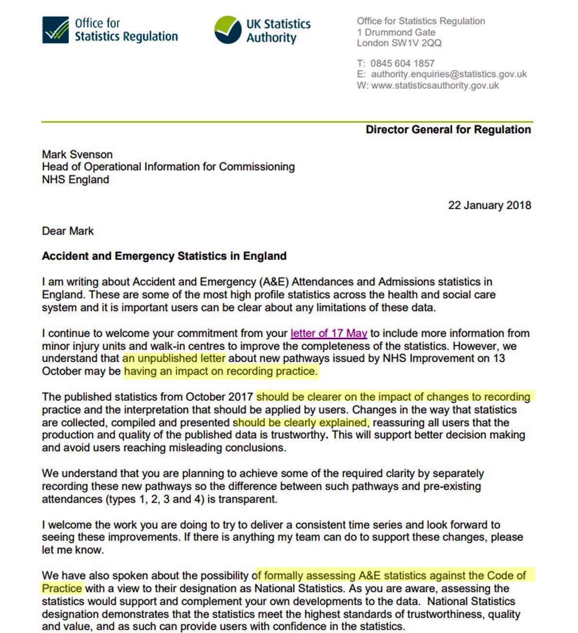 UKSA letter and BBC News video show scale of NHS crisis UNDER-reported ...