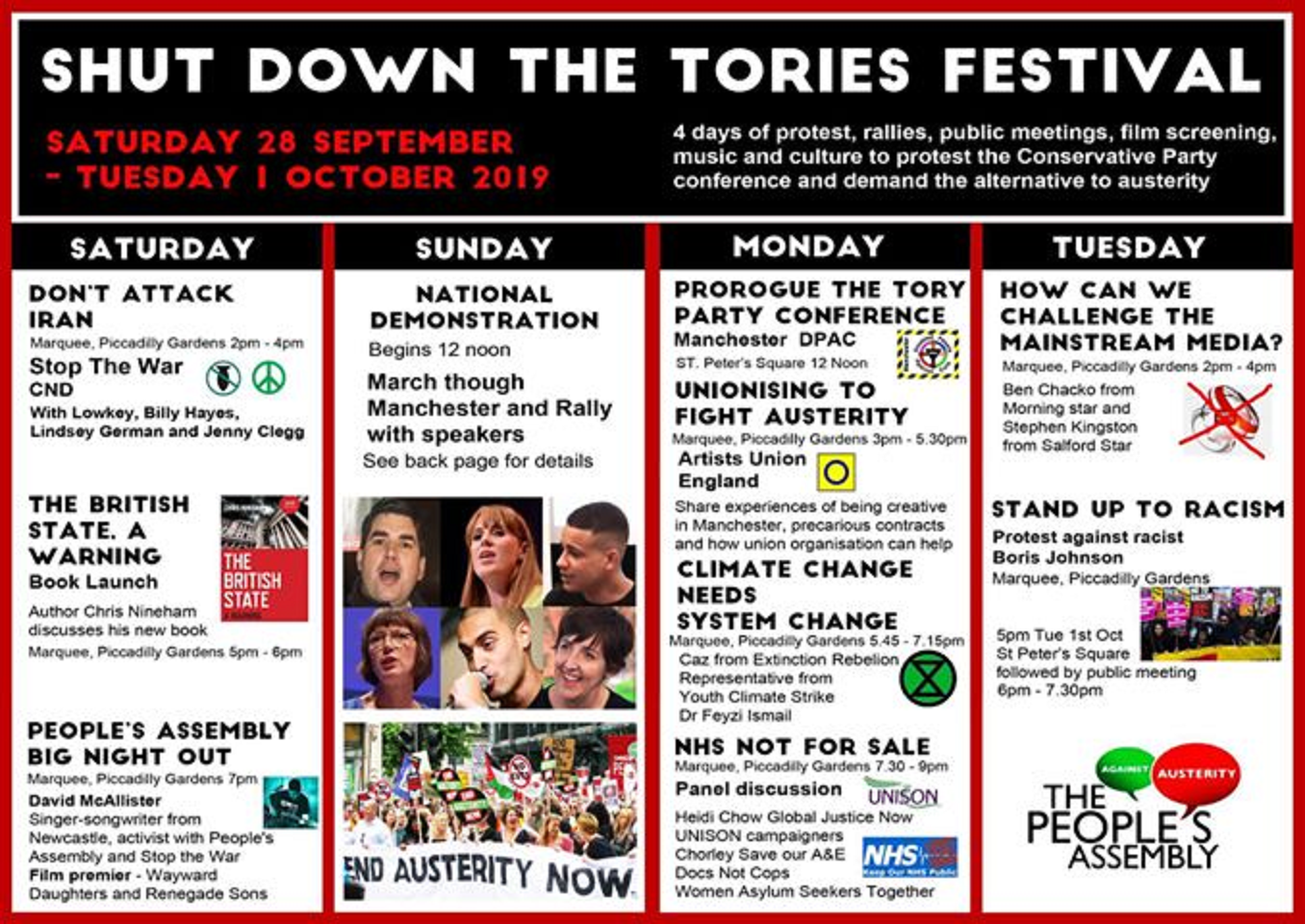 Anti-Tory protest/days of action in Manchester this weekend – details ...